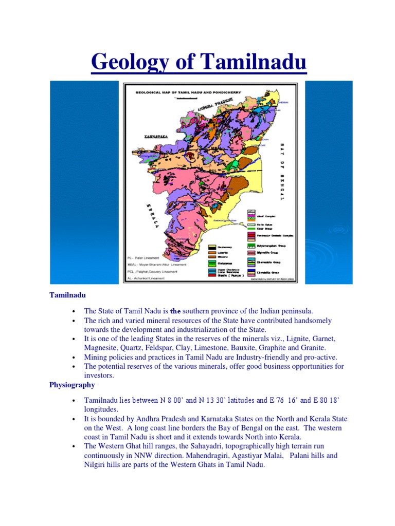 M-1 - Geology of Tamilnadu | PDF | Tamil Nadu | Geology