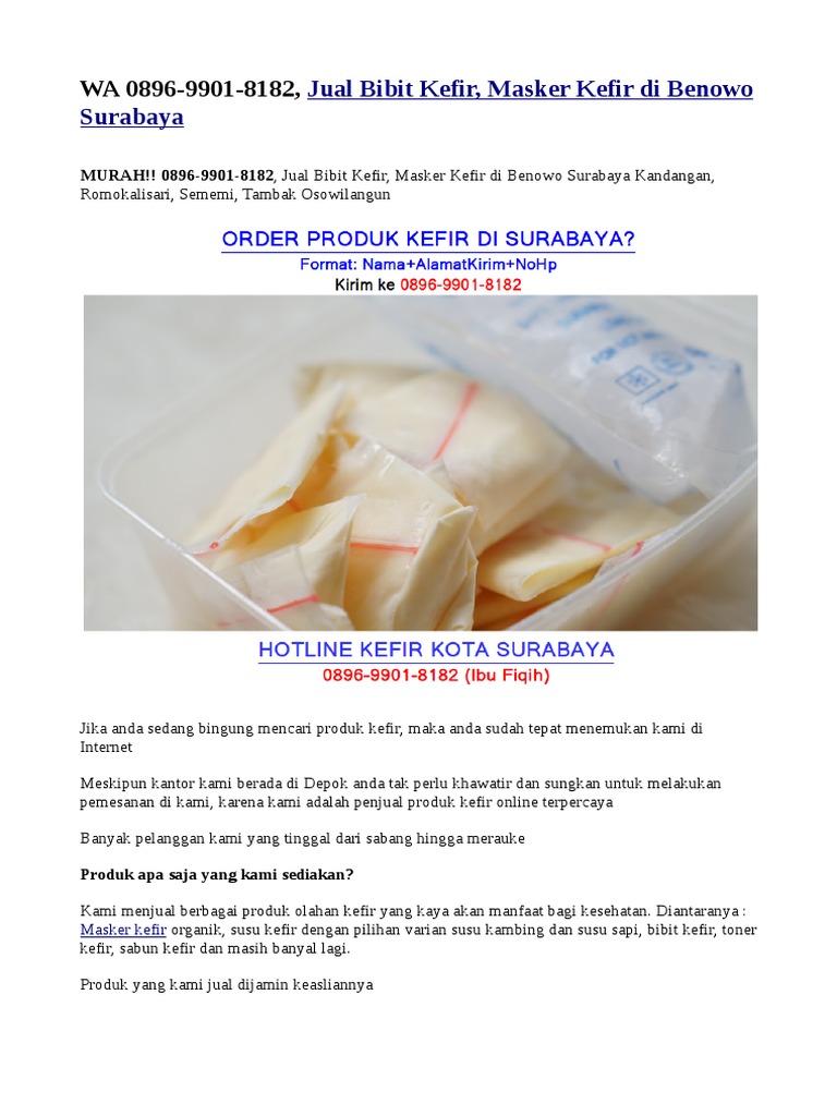 Jual Bibit dan Masker Kefir Surabaya | PDF