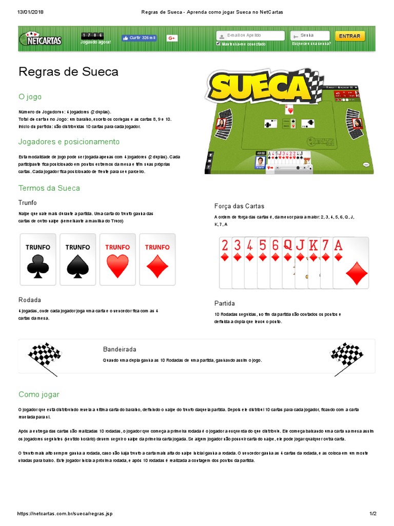Regras de Sueca - Aprenda Como Jogar Sueca No NetCartas | PDF | Jogos ...