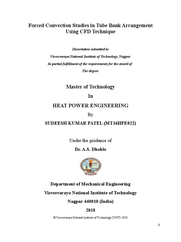 M.tech Thesis | PDF | Reynolds Number | Heat Transfer