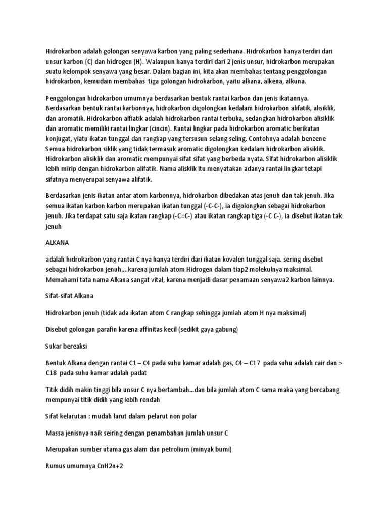 Hidrokarbon Jenuh Tak Jenuh | PDF