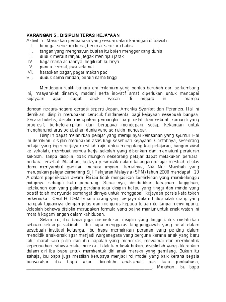 ABM Karangan Latihan Lengkapkan Peribhasa | PDF