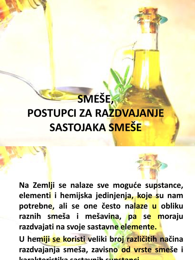 9 Smese Homogene I Heterogene I Razdvajanje Sastojaka Sme - A | PDF