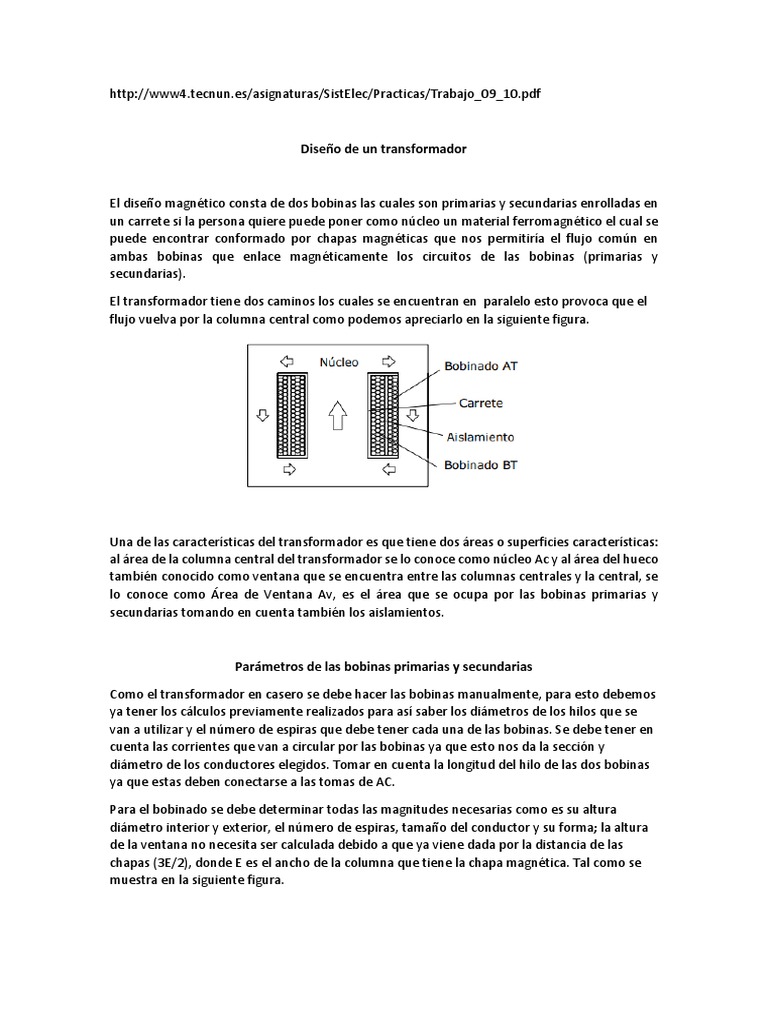 Diseño de Un Transformador | PDF | Transformador | Inductor