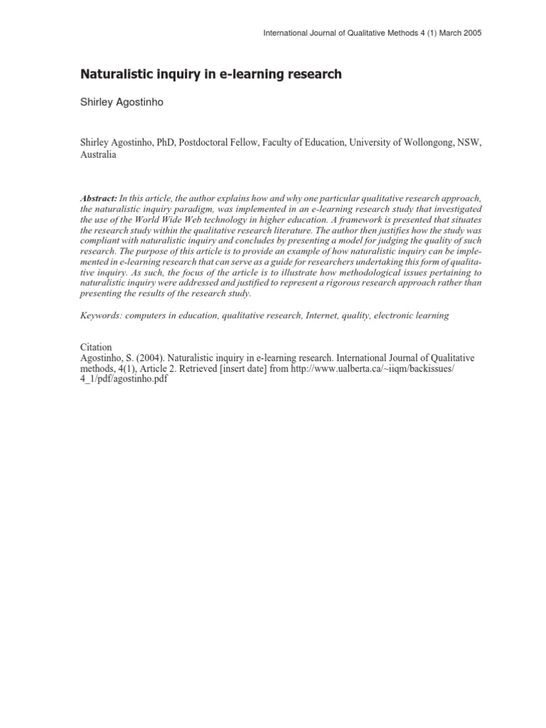 Naturalistic Inquiry | PDF | Qualitative Research | Educational Technology