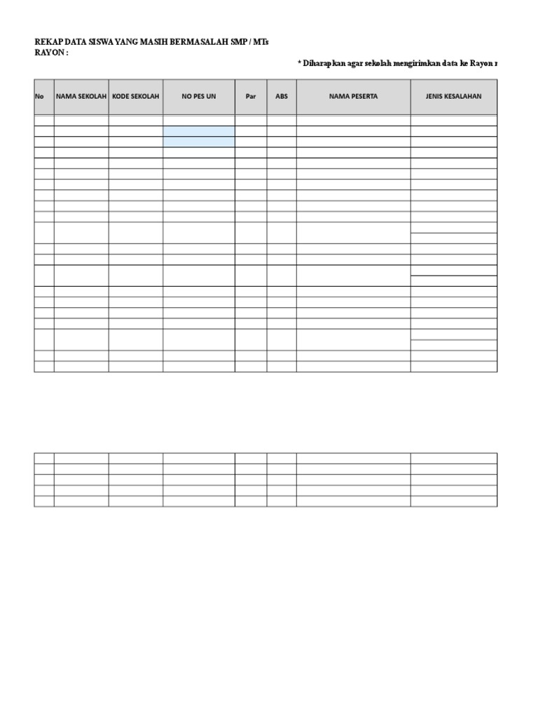 Format Perbaikan Data Siswa Smp-Mts | PDF
