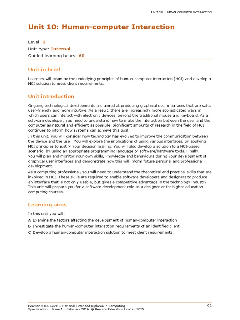Unit 10 Human-Computer Interaction Spec PDF | PDF | Human–Computer Interaction | Usability