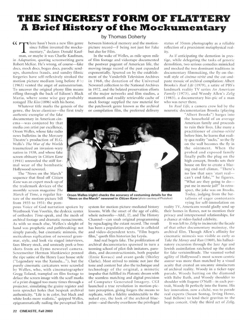 Thomas Doherty - Brief History of Mockumentary | PDF | Leisure