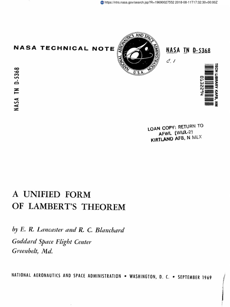 Lambert's Problem | PDF | Orbit | Ellipse