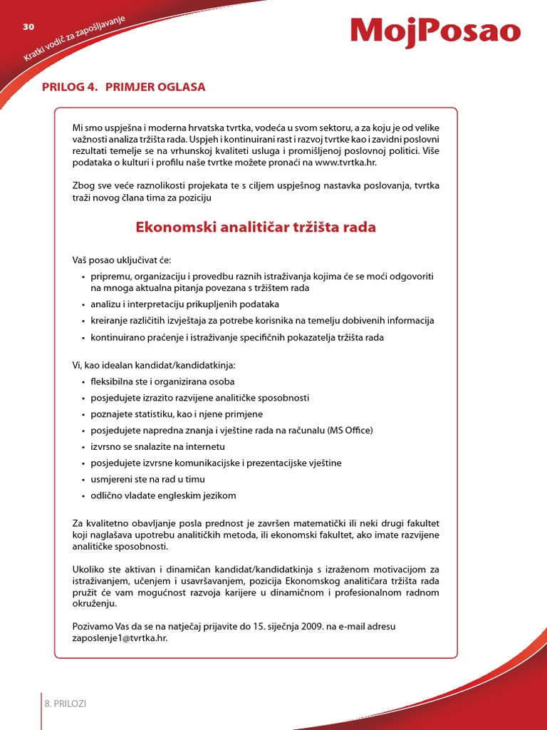 Primjer Oglasa Za Posao PDF | PDF