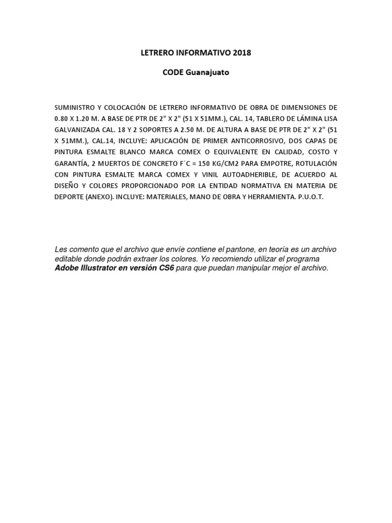 Descripción Letrero Informativo | PDF