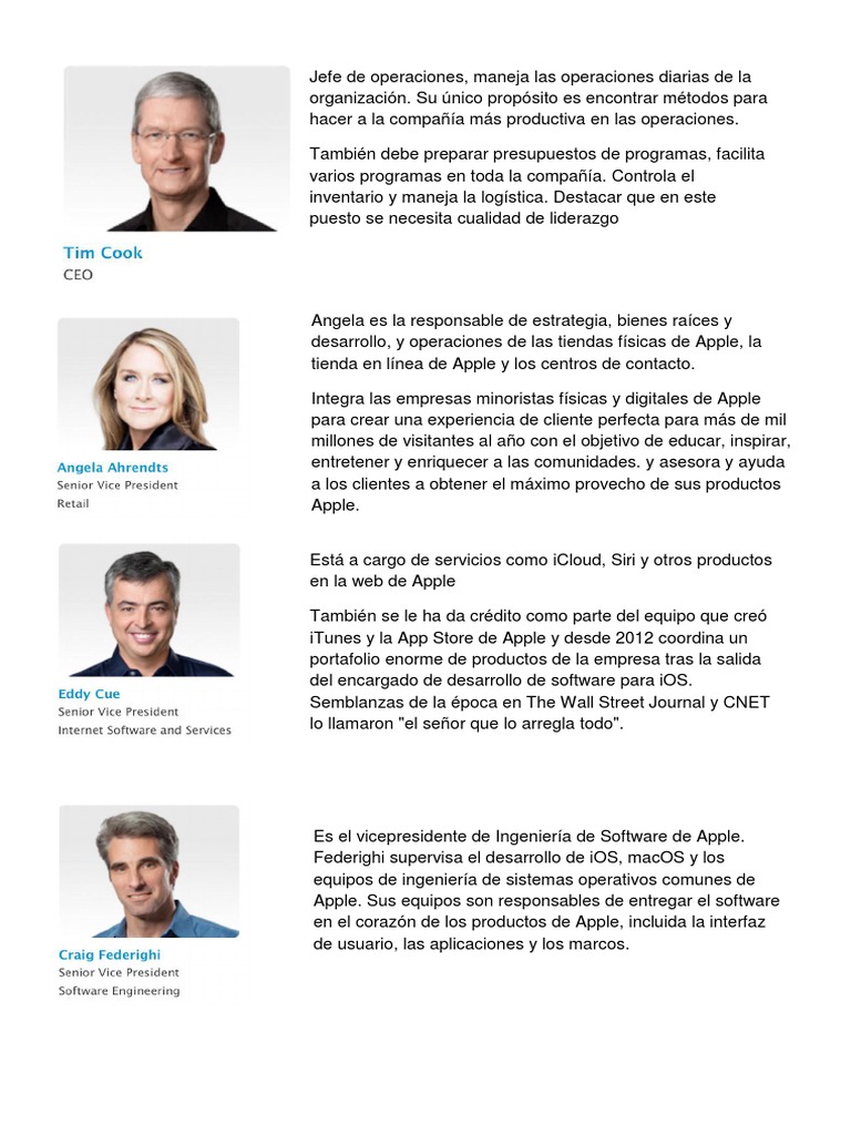 Organigrama de Apple 2017 | PDF | Apple Inc. | Yo pad