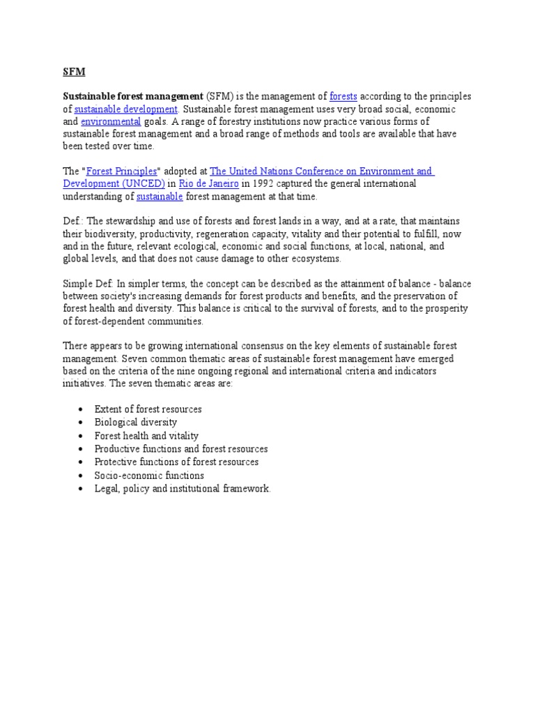 Principles of Sustainable Forest Management | PDF