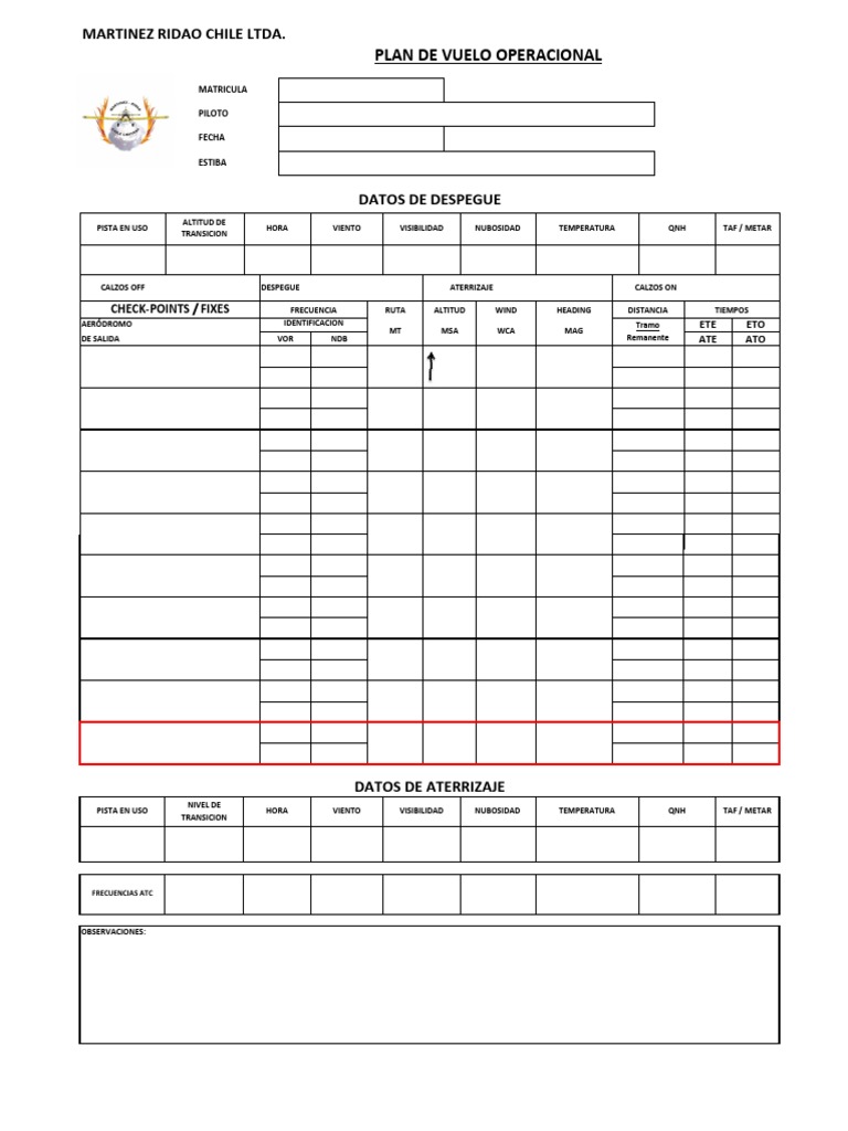 Plan de Vuelo Operacional | PDF