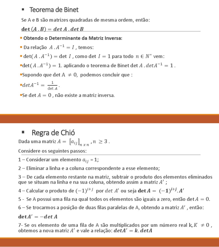 Aula 04 - Teorema de Binet | PDF