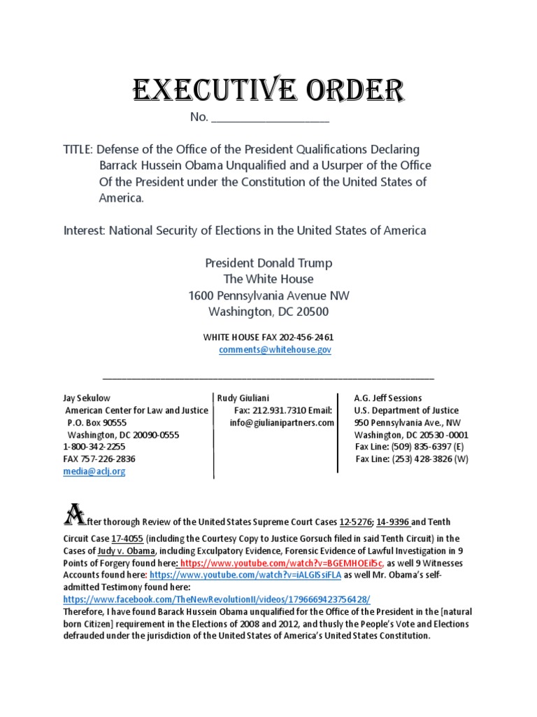 Proposed Executive Order for President Donald Trump: Defense of the ...