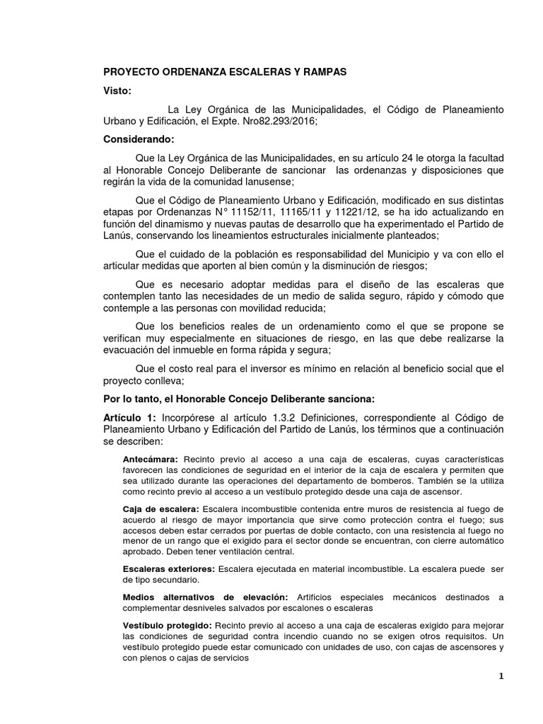 Ordenanza Escaleras y Rampas | PDF | Encendiendo | Ascensor