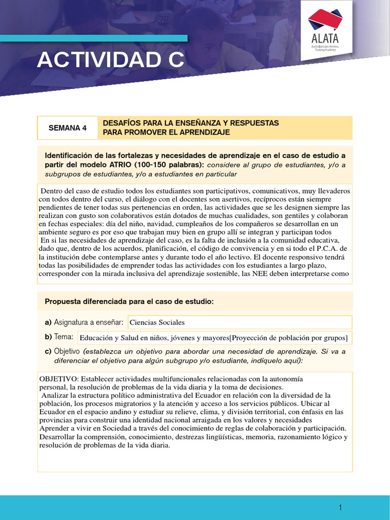 Actividad C Semana 4 | PDF | Ecuador | Aprendizaje