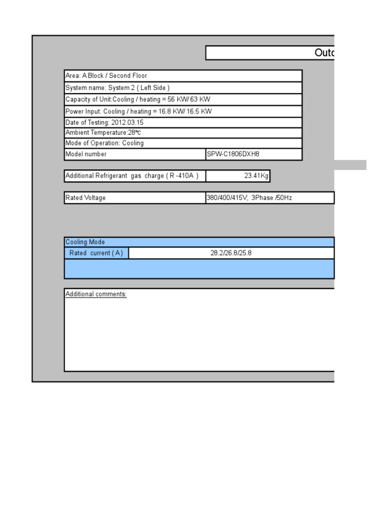 VRF Testing Sheets | PDF | Engineering Thermodynamics | Transport Phenomena