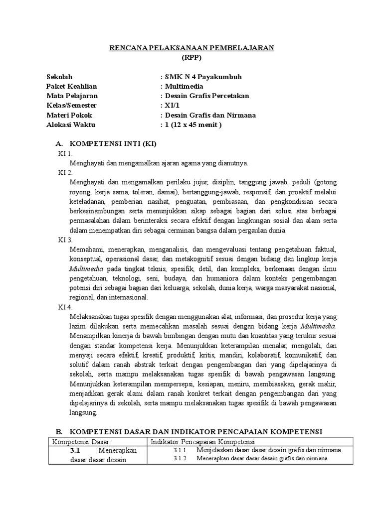 RPP DGP KD 1 Ganjil | PDF