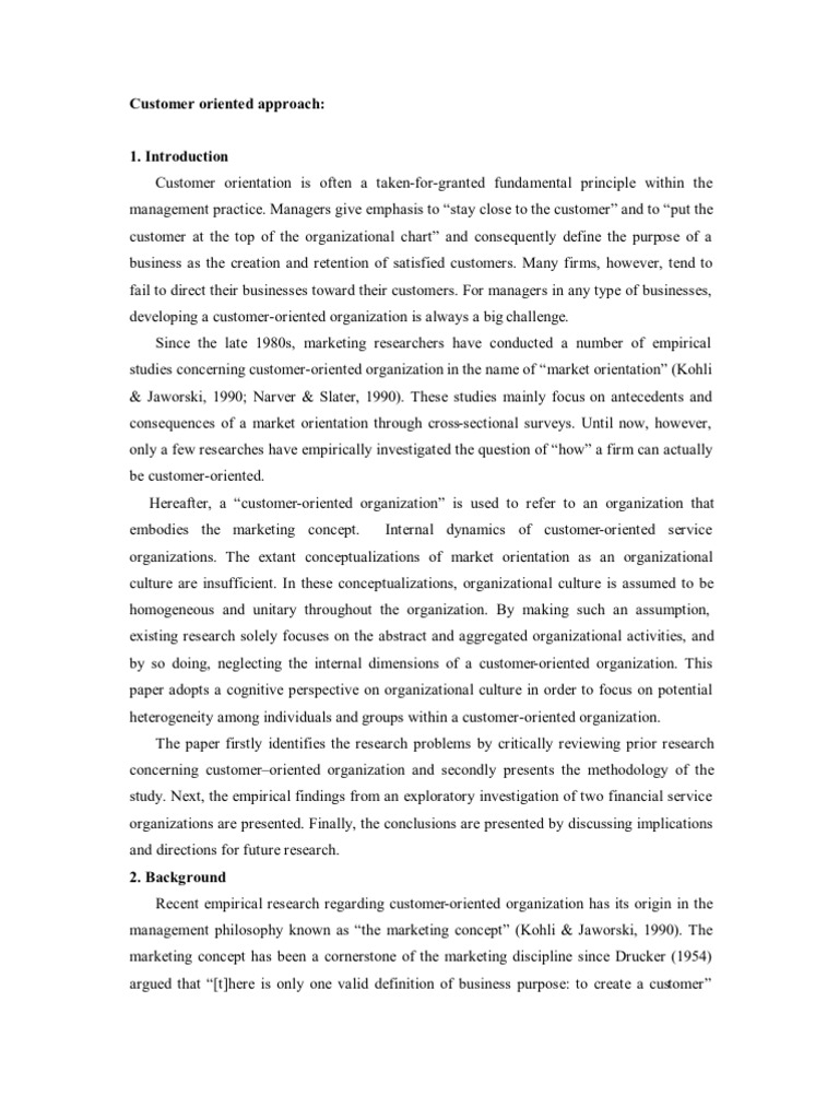 Customer Oriented Approach | PDF | Marketing | Business