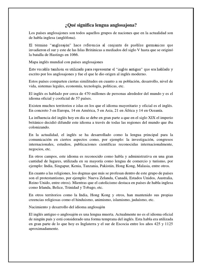 Significado y Origen del Anglosajón | PDF | Anglosajones | Idioma en Inglés