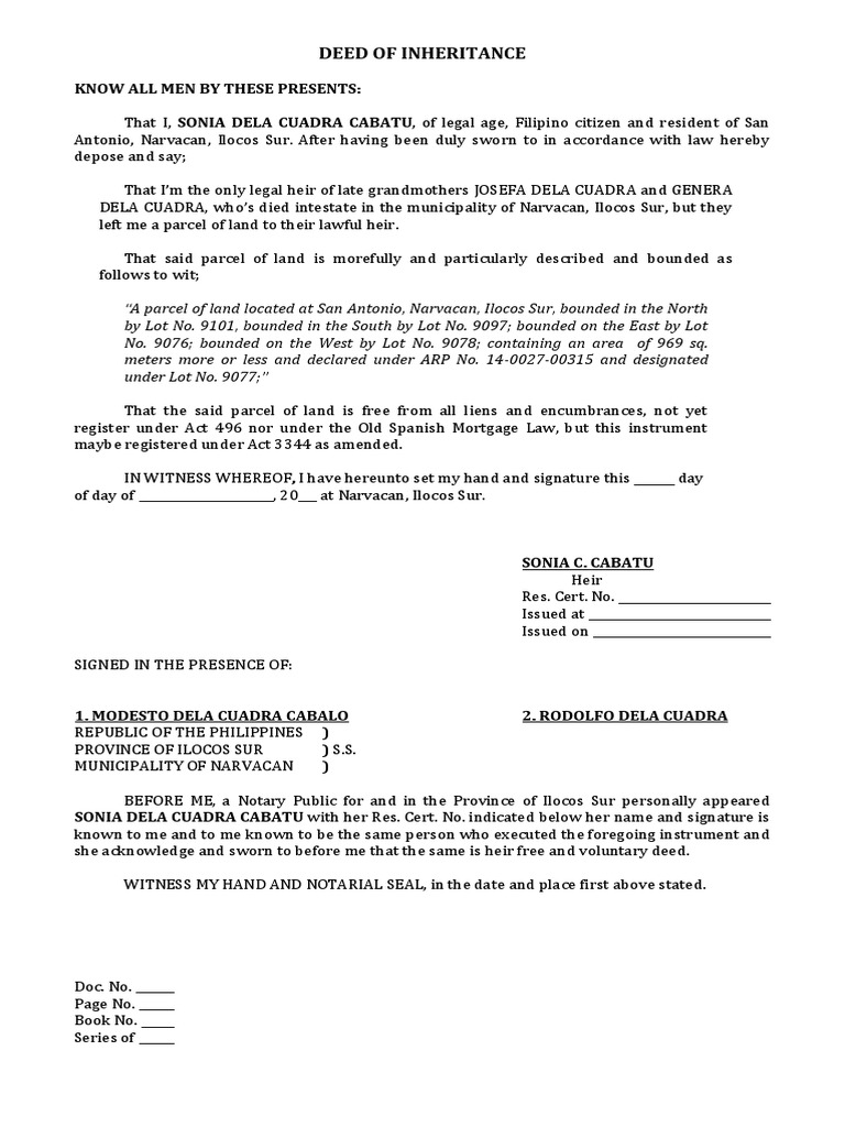 Deed of Inheritance | PDF