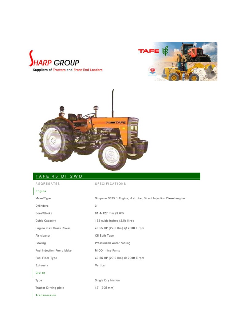 tafe_45di_2wd | Transmission (Mechanics) | Land Vehicles