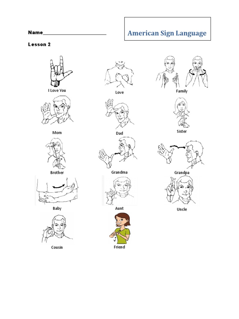 American Sign Language: Name - Lesson 2 | PDF