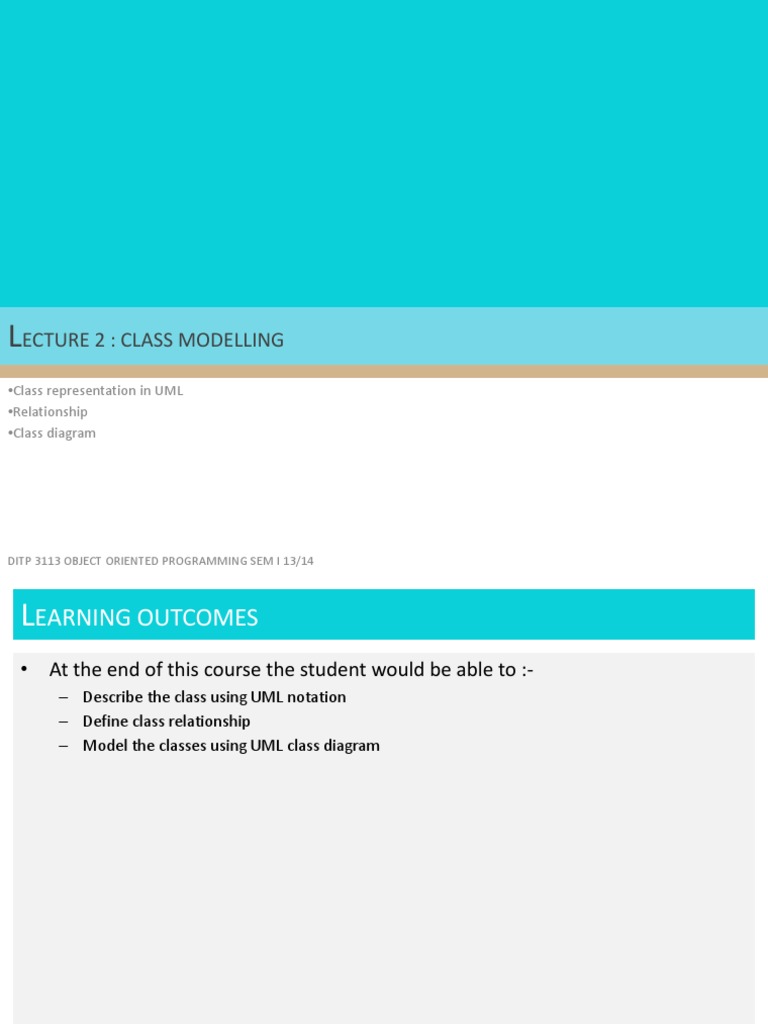 Ecture 2: Class Modelling: - Class Representation in UML - Relationship - Class Diagram | PDF ...