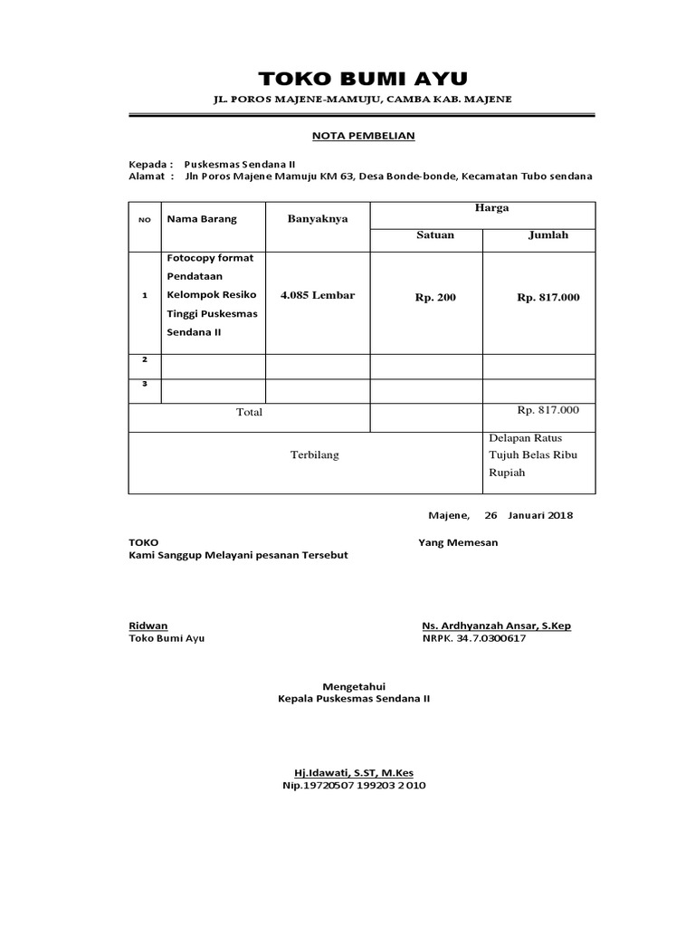 Nota Pesanan Penggandaan 817 RB | PDF