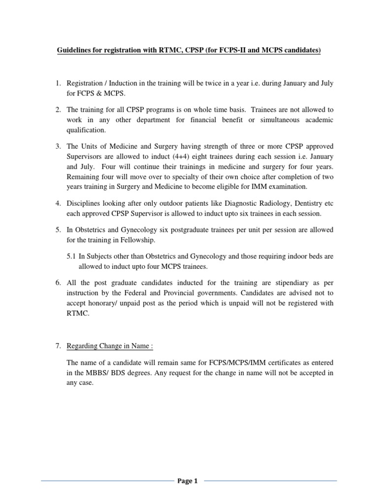 RTMC Registration Guidelines for CPSP | PDF