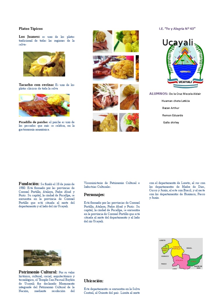 Triptico Ucayali y Loreto | PDF | Alimentos | Naturaleza