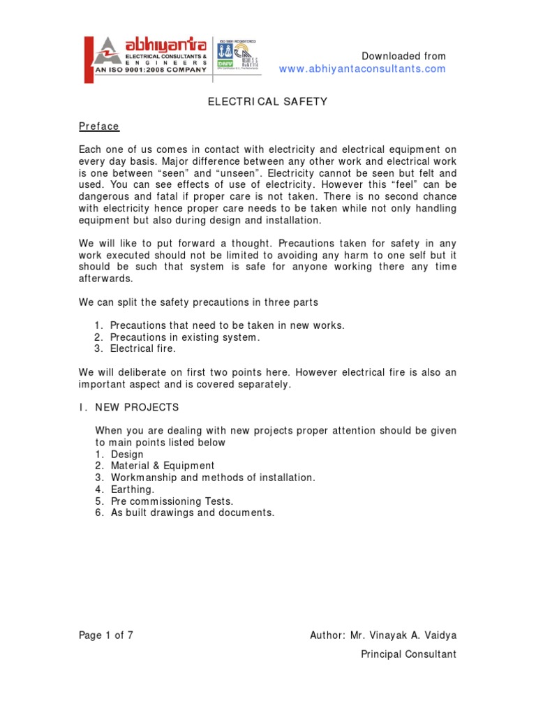 Electrical Safety | PDF | Electrical Wiring | Manufactured Goods