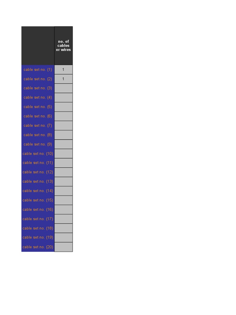 Cable Schedule Documenting Cable Types, Sizes, and Tray Layout for an ...