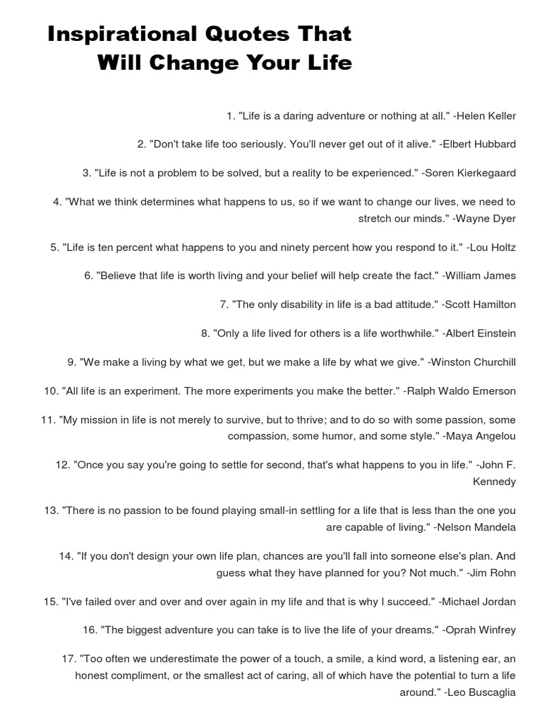 Inspirational Quotes That Will Change Your Life | PDF