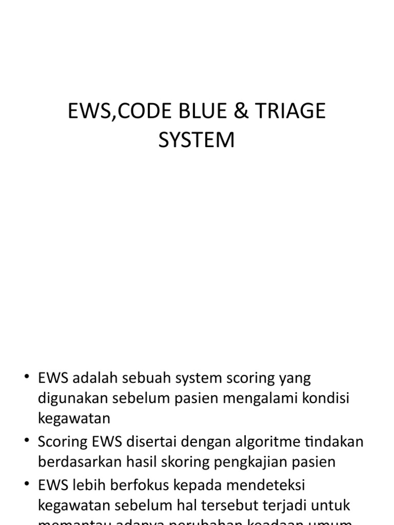 Ews, Code Blue & Triage System | PDF