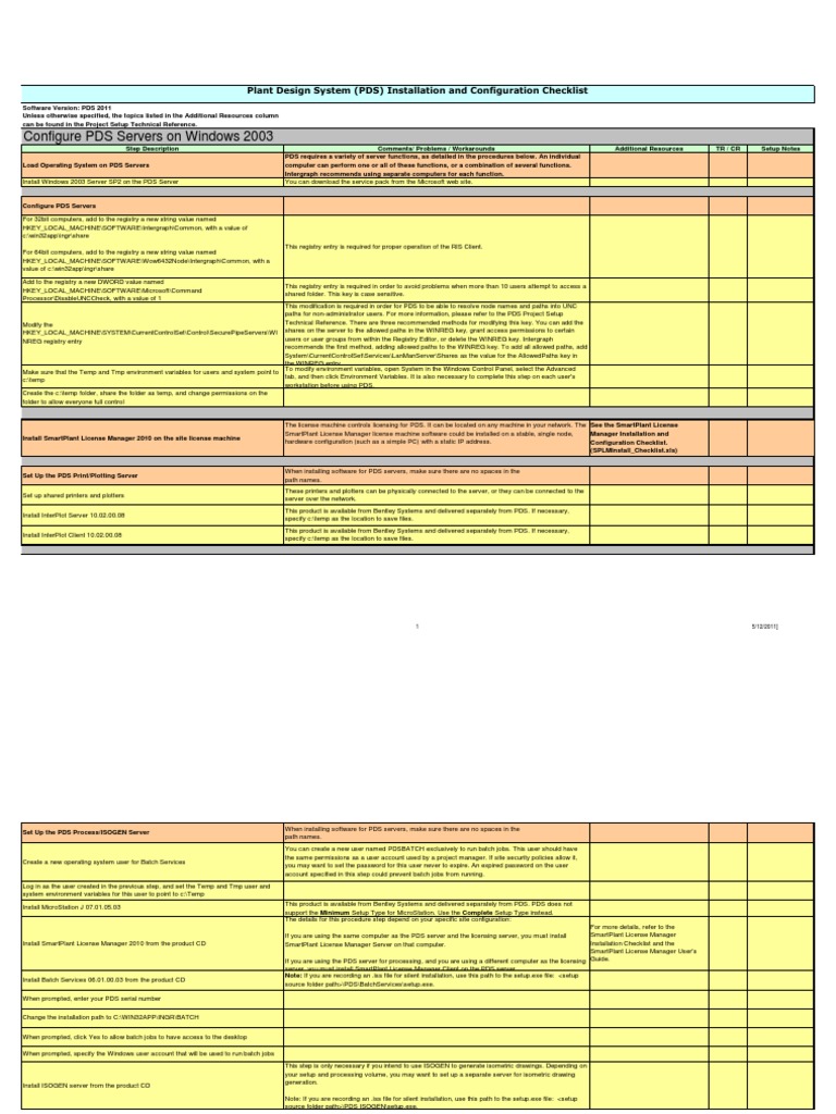 Configure PDS Servers On Windows 2003: Plant Design System (PDS ...