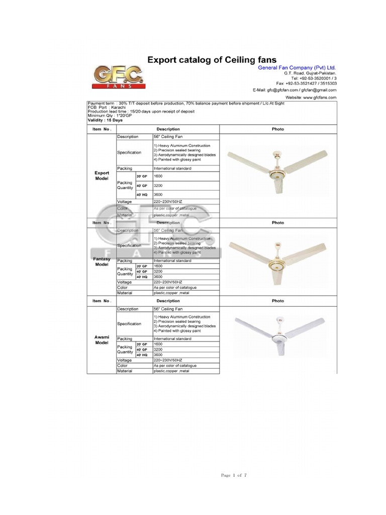 Ceiling Fan Catalogue PDF | PDF