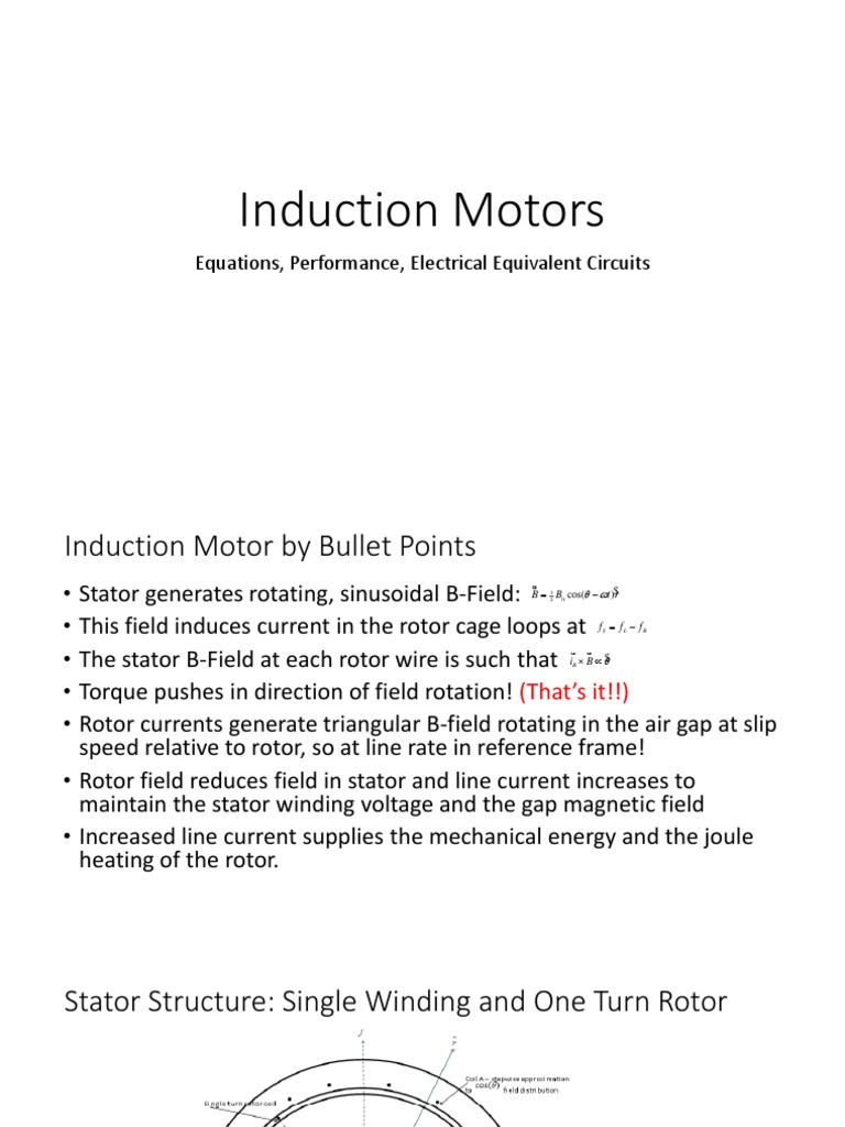 Induction Motors: Equations, Performance, Electrical Equivalent ...