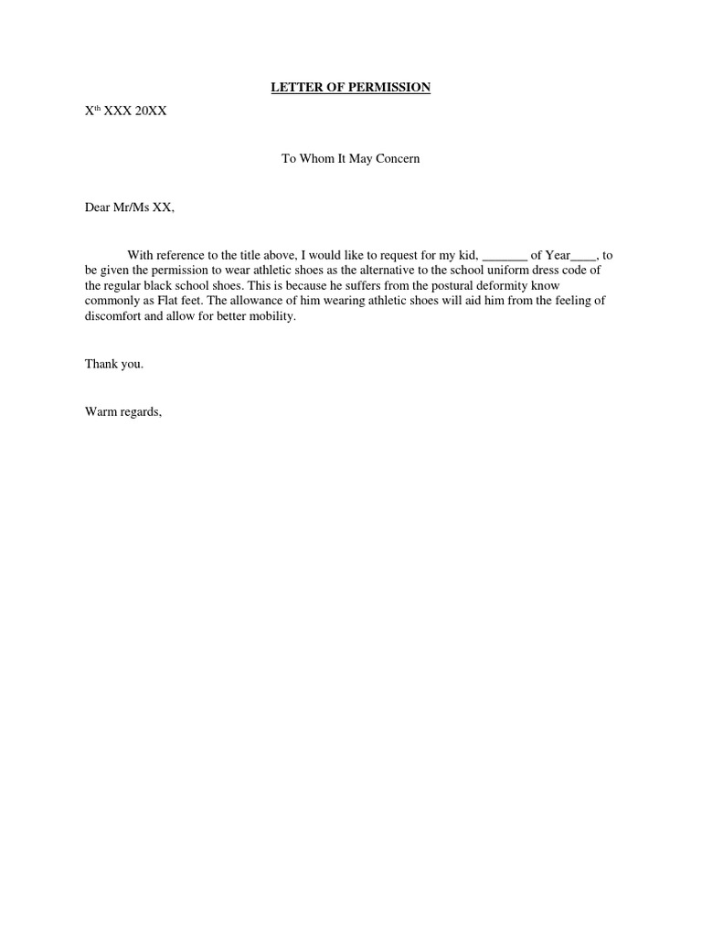 Permission Letter 2 | PDF | Softlines (Retail) | Dress Codes