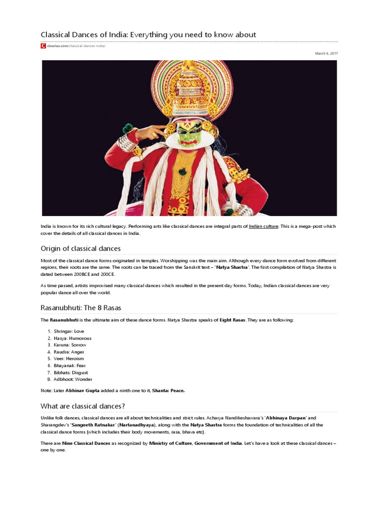 01 Classical Dances of India PDF | PDF | Dances | Concert Dance