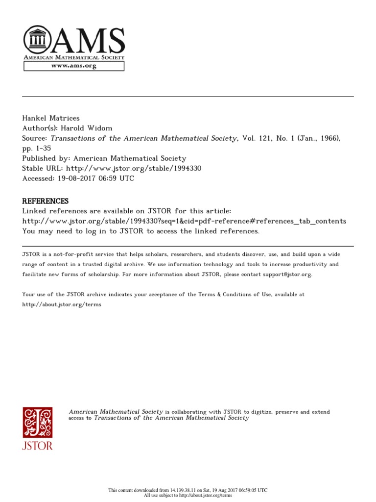 Hankel Matrices | PDF | Hilbert Space | Matrix (Mathematics)