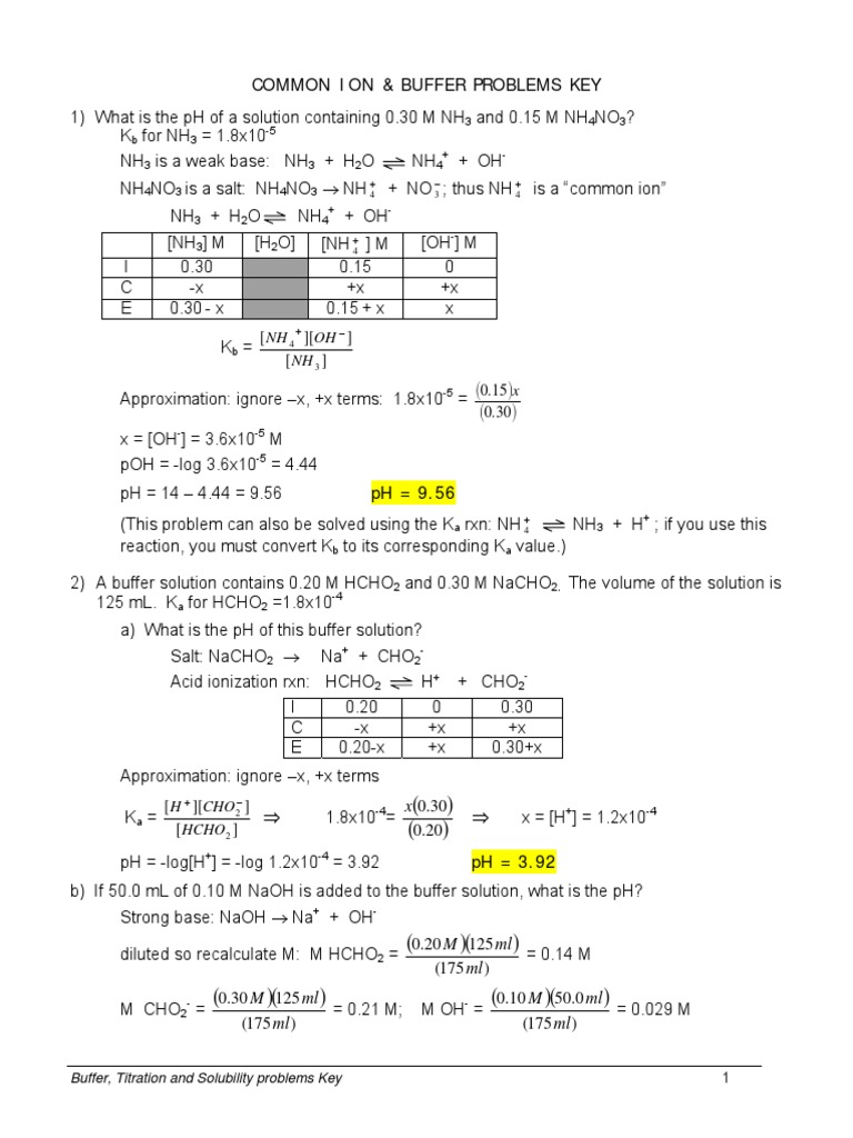Problem Sets | PDF | Ph | Buffer Solution