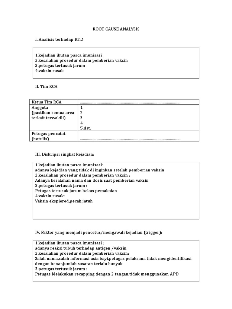 Contoh Form Fmea Dan Rca | PDF