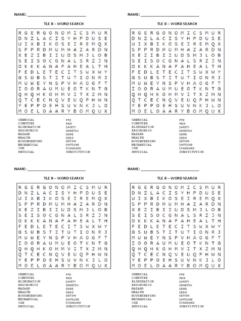 Tle 8 - Word Search | PDF