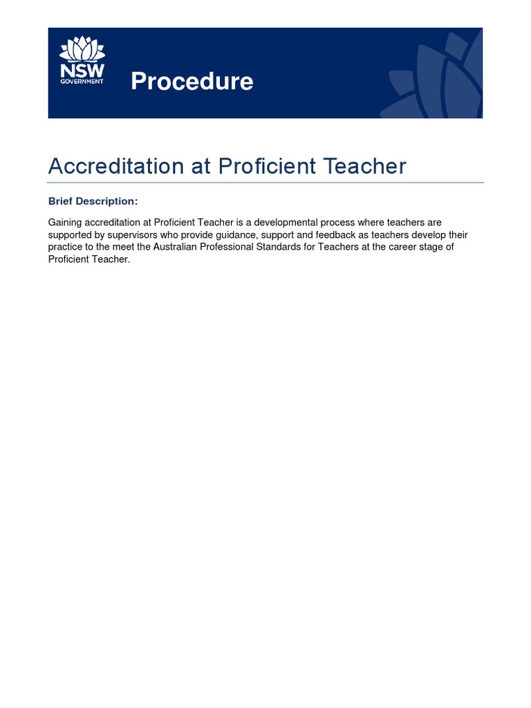 Accreditation at Proficient Teacher Procedures | PDF | Teachers ...