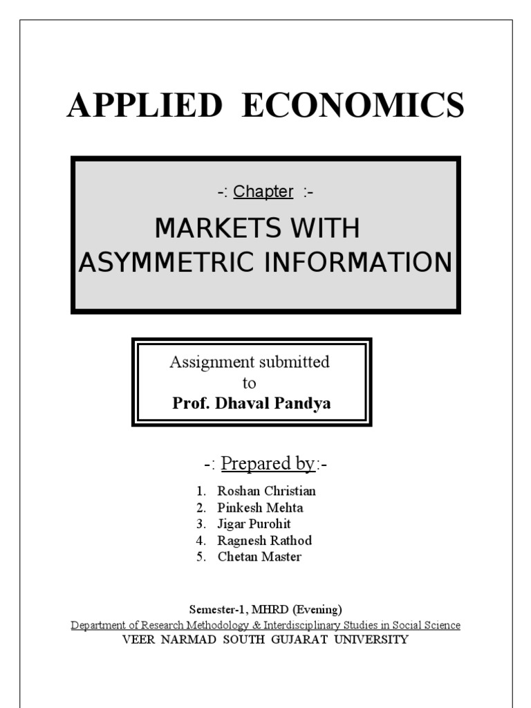 Asymmetric Information in Markets | PDF | Labour Economics | Unemployment