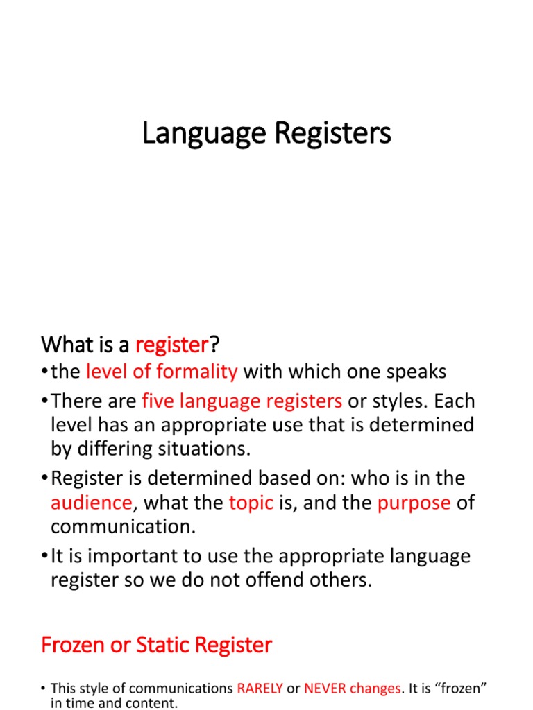 Language Registers | PDF | Slang | Symbols