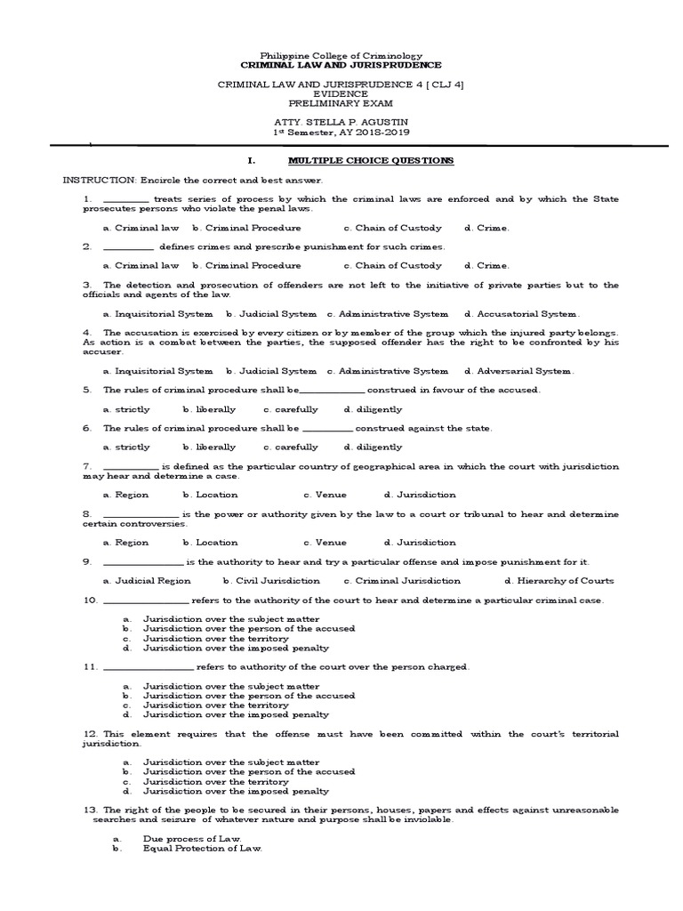 CLJ 3 Prelim Exam (Criminal Procedure) | PDF | Prosecutor | Crime & Violence